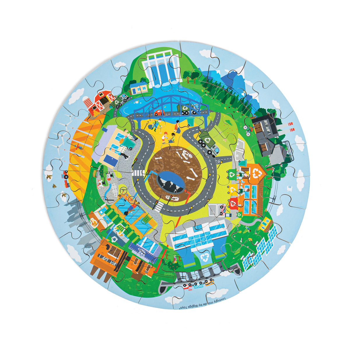 Recycling Circular Floor Puzzle | Wooden Puzzles | Bigjigs Toys