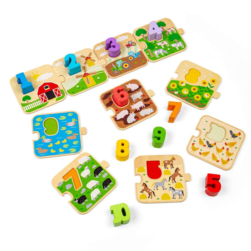 1-10 Tile Puzzle | Wooden Number Puzzles | Bigjigs Toys
