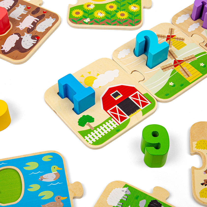 1-10 Tile Puzzle | Wooden Number Puzzles | Bigjigs Toys