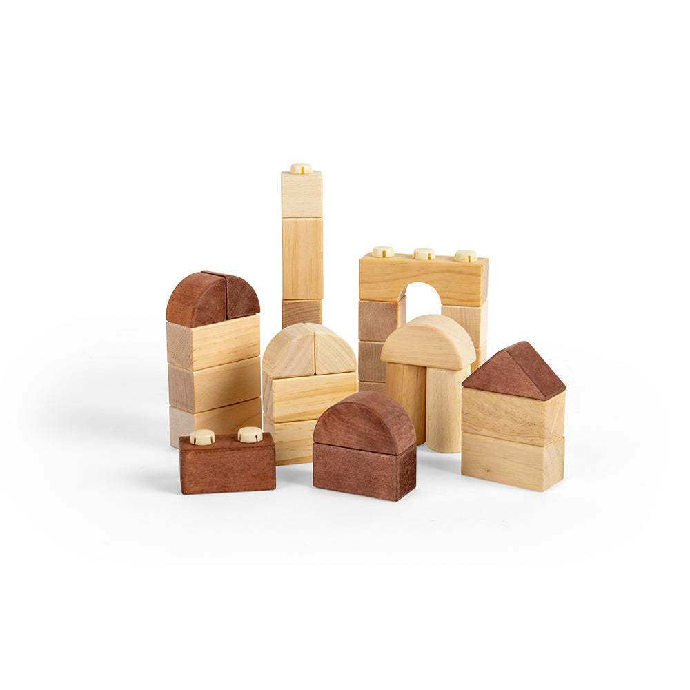 Natural Click Blocks (100 Pieces) | Wooden Building Blocks | Bigjigs Toys