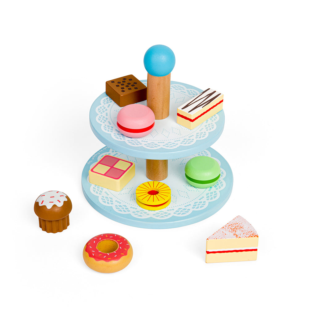 Toy Food Cake Stand | Wooden Play Food | Bigjigs Toys