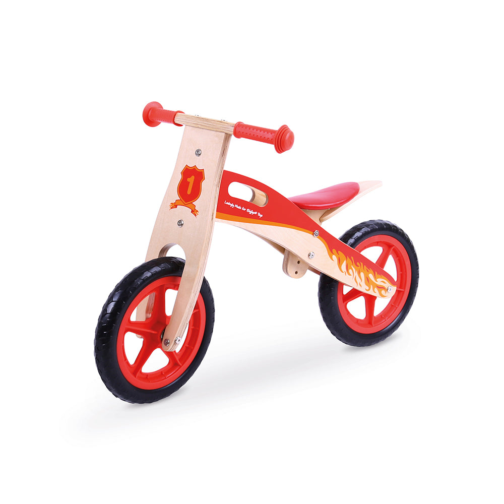 My First Balance Bike (Red) | Kids Wooden Balance Bike | Bigjigs Toys