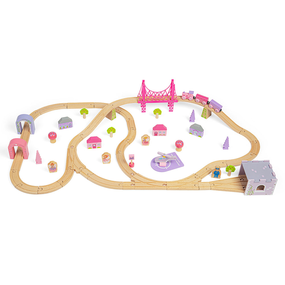 Fairy Town Train Set | Pink Wooden Train Set | Bigjigs Toys