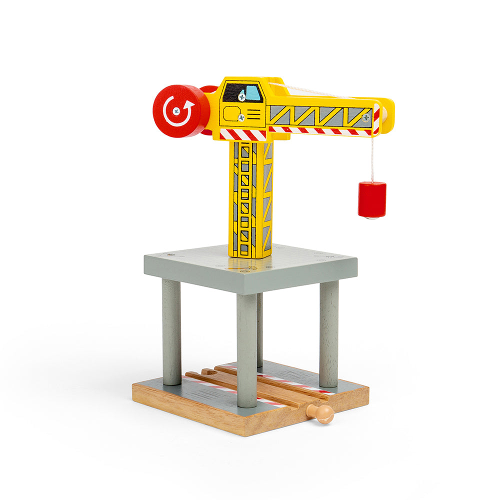 Big Yellow Toy Crane | Wooden Train Accessories | Bigjigs Toys