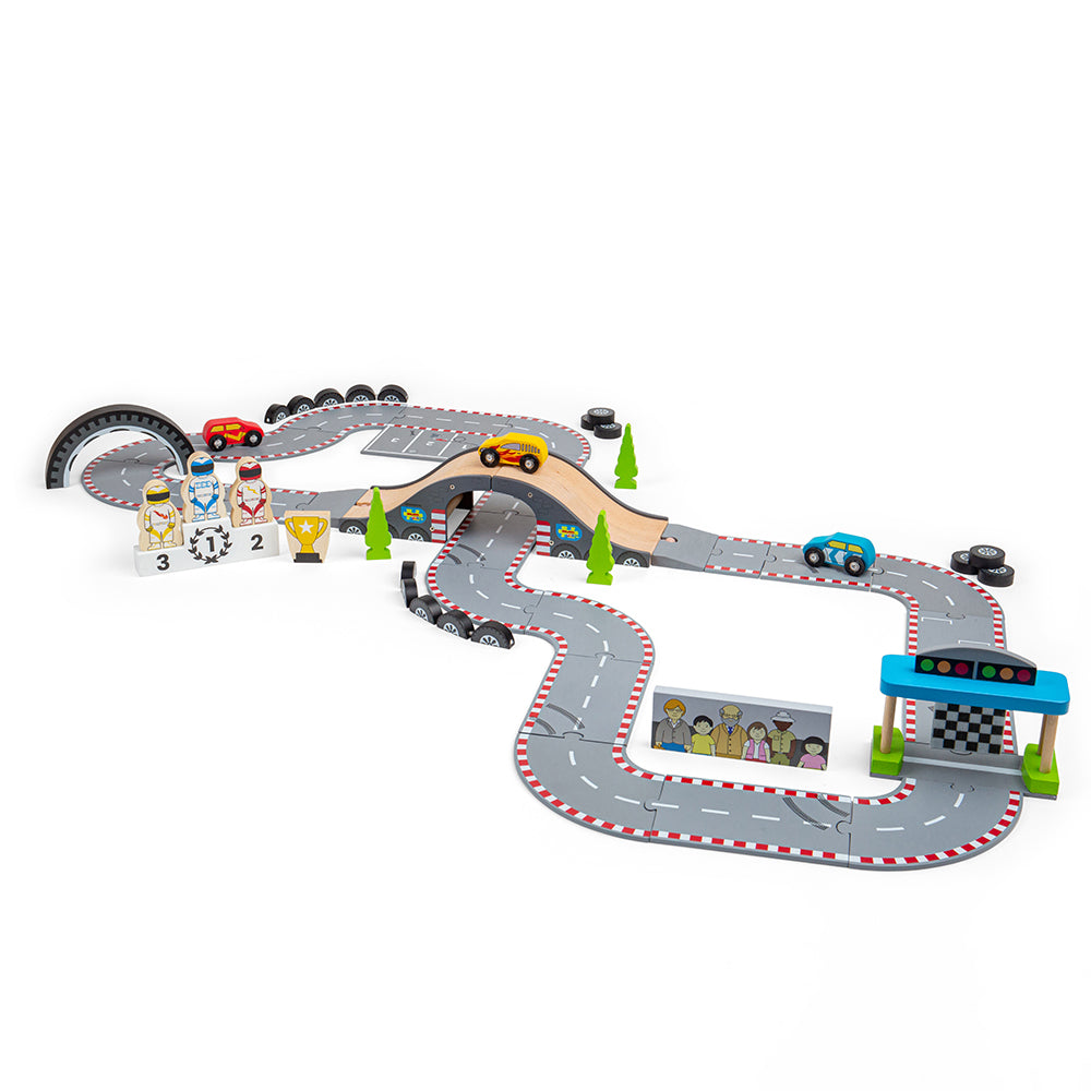 Roadway Race Day Wooden Car Track | Race Track Toy | Bigjigs Toys
