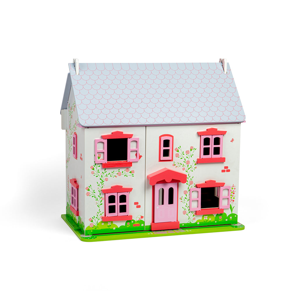 Heritage Playset Rose Cottage Dollhouse | Wooden Dolls House | Bigjigs Toys
