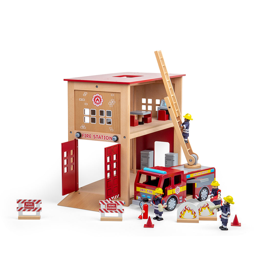 Wooden Fire Station Toys Bundle | Small World Play Sets | Bigjigs Toys