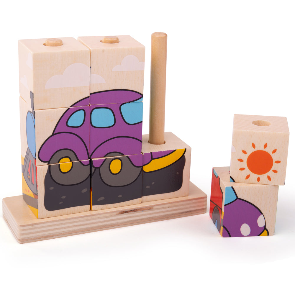 Transport Stacking Blocks | Wooden Stacking Toys | Bigjigs Toys