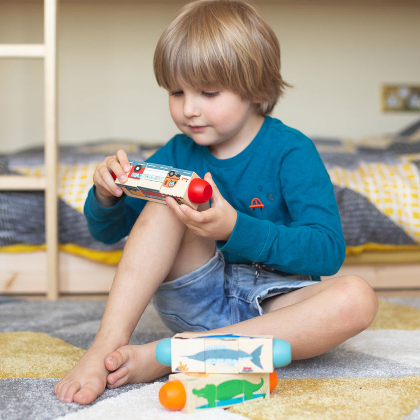 Vehicle Twist Blocks | Wooden Puzzles | Bigjigs Toys