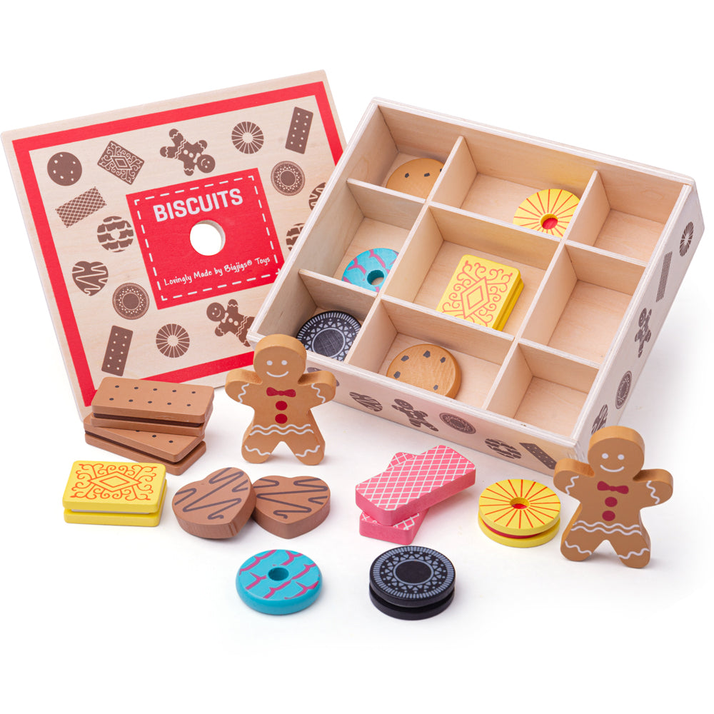 Wooden Biscuit Box Set | Play Food | Bigjigs Toys