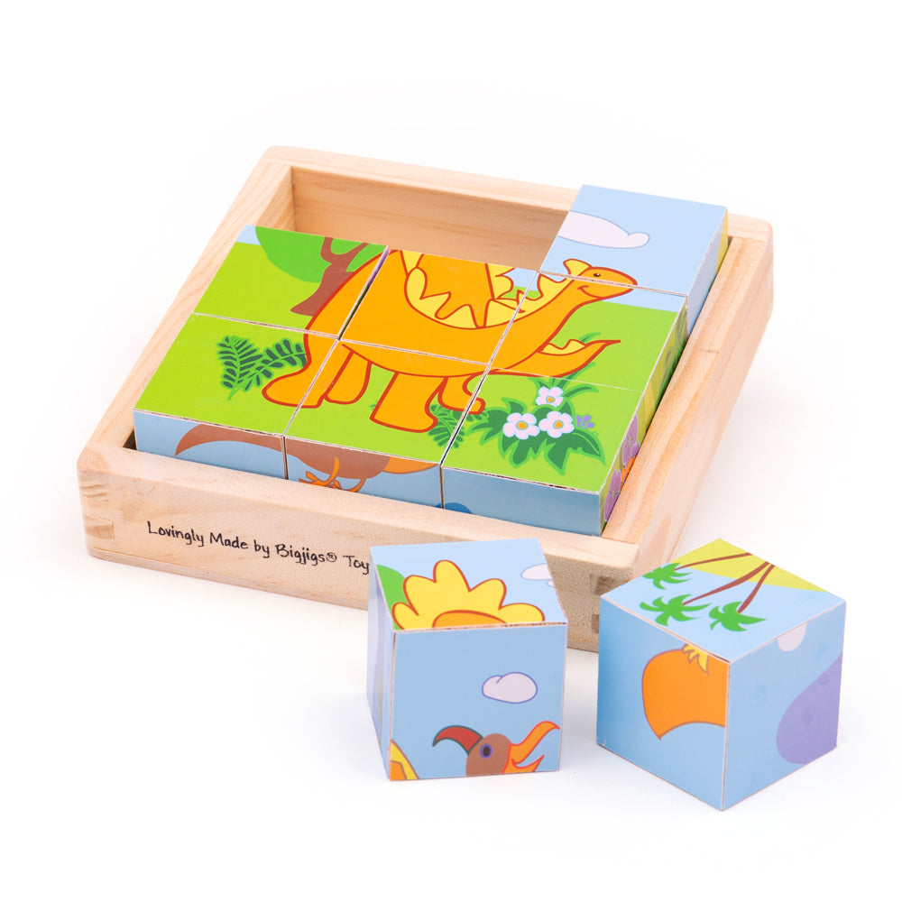 Wooden Cube Dinosaur Puzzle | Jigsaw Puzzles | Bigjigs Toys