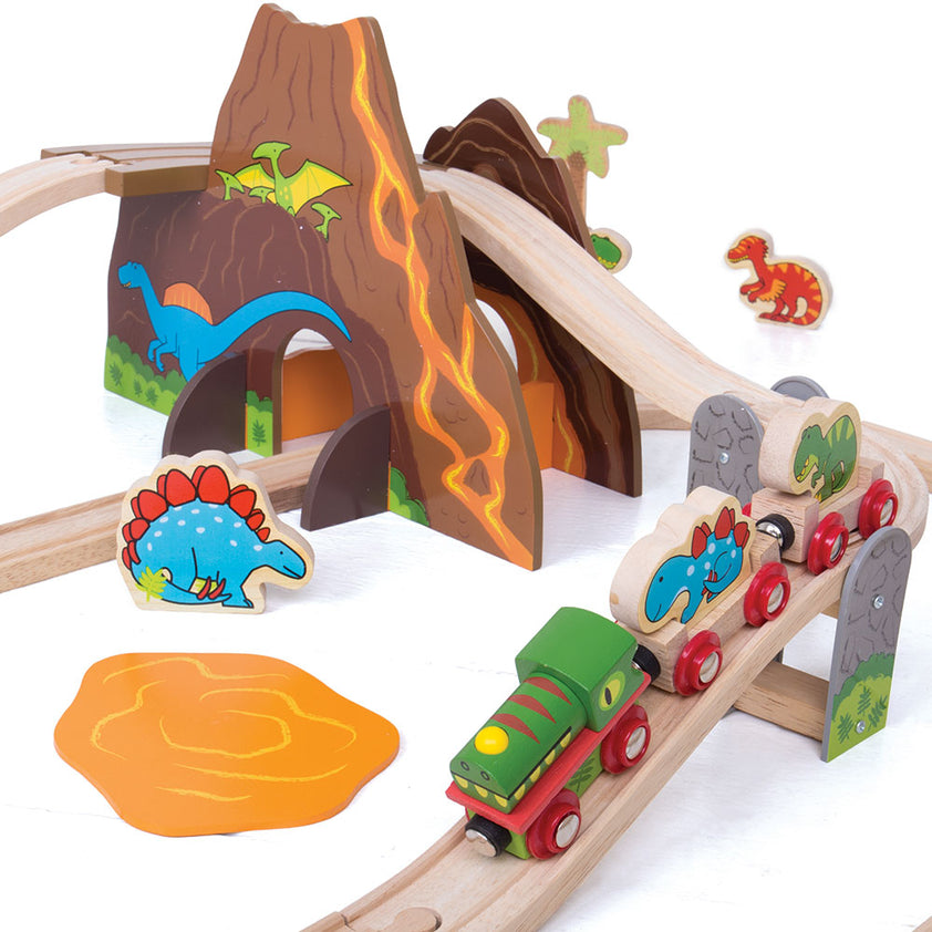 Dinosaur Train Set | Wooden Train Sets | Bigjigs Toys