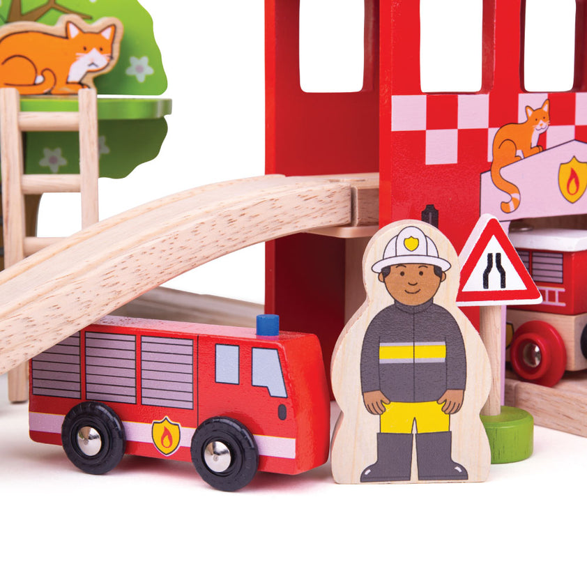 Fire Station Train Set | Wooden Train Sets | Bigjigs Rail – Bigjigs Toys