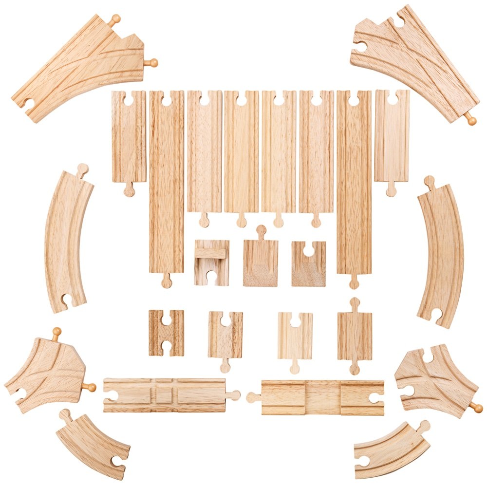 Low Level Wooden Train Track Expansion | Wooden Railway | Bigjigs Toys