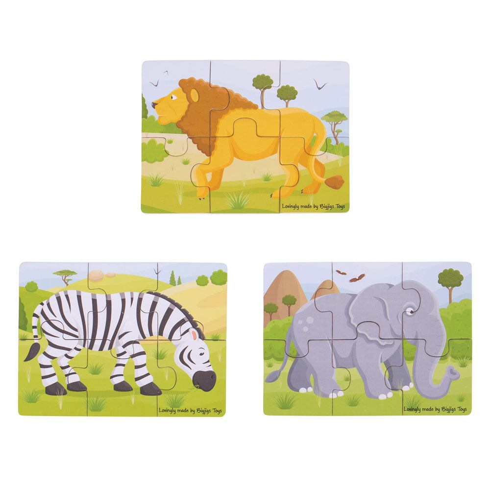 Safari (6 Piece Puzzles) - 3 Puzzles | Puzzles | Bigjigs Toys
