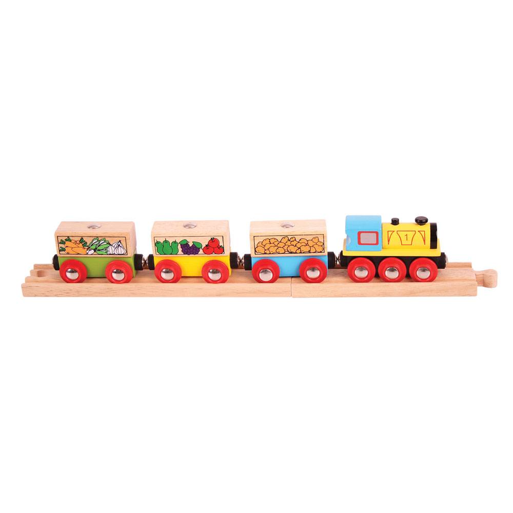 Fruit and Veg Toy Train | Wooden Trains | Bigjigs Rail – Bigjigs Toys