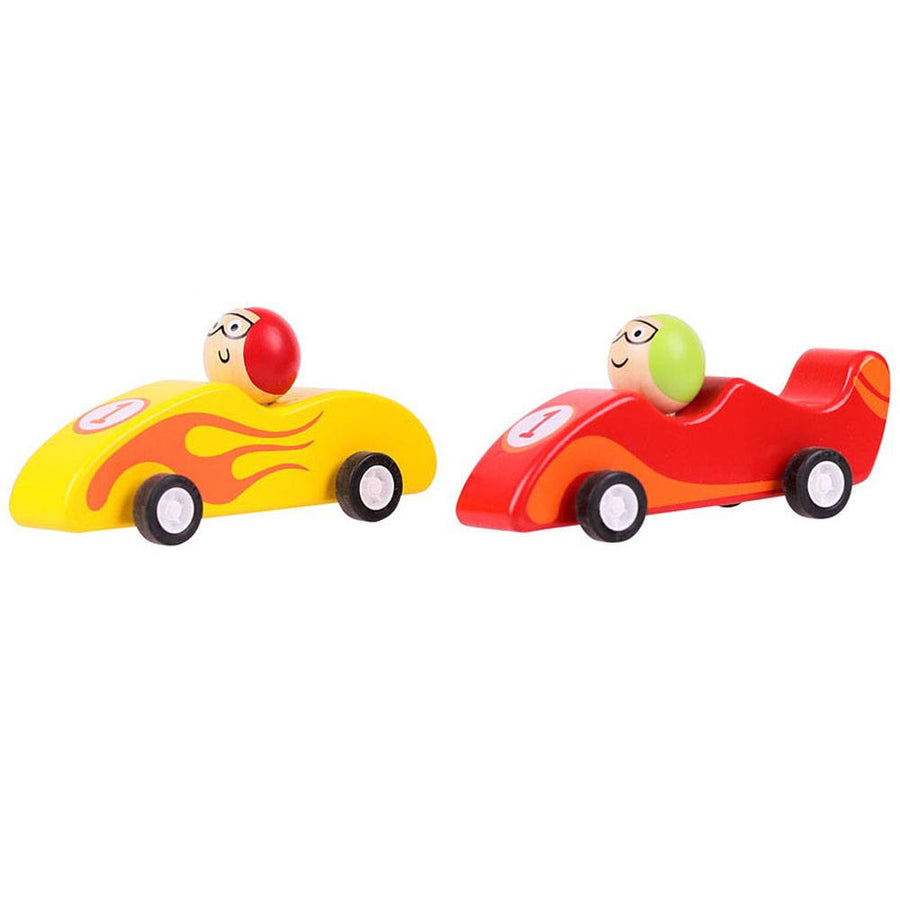 Pull Back Racing Car (Park of 2 - Red and Yellow) | Bigjigs Toys